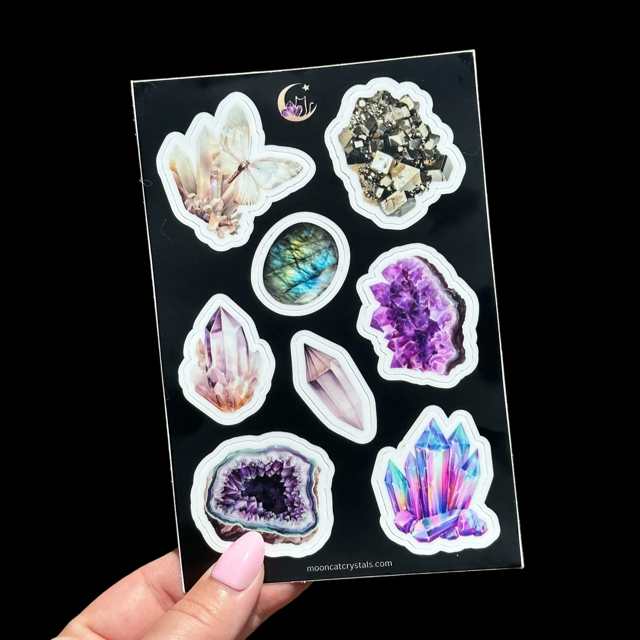 Crystal Stickers | 4 x 6” Sheet | Mooncat Crystals